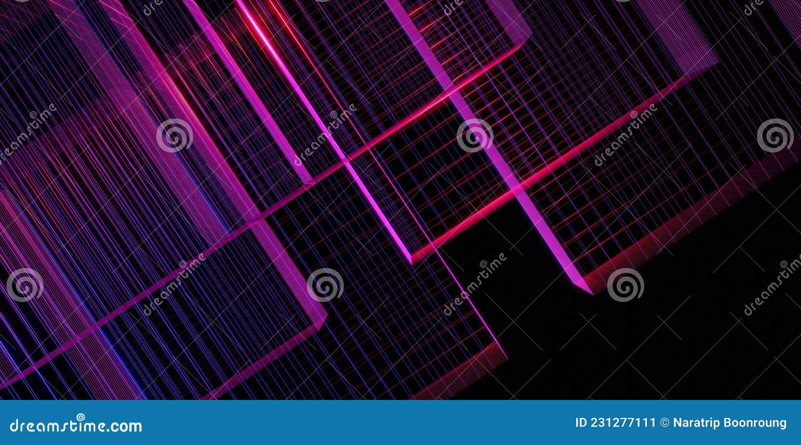 Laser Grid Purple Glow Red and Blue 3d Illustration Stock Illustration ...