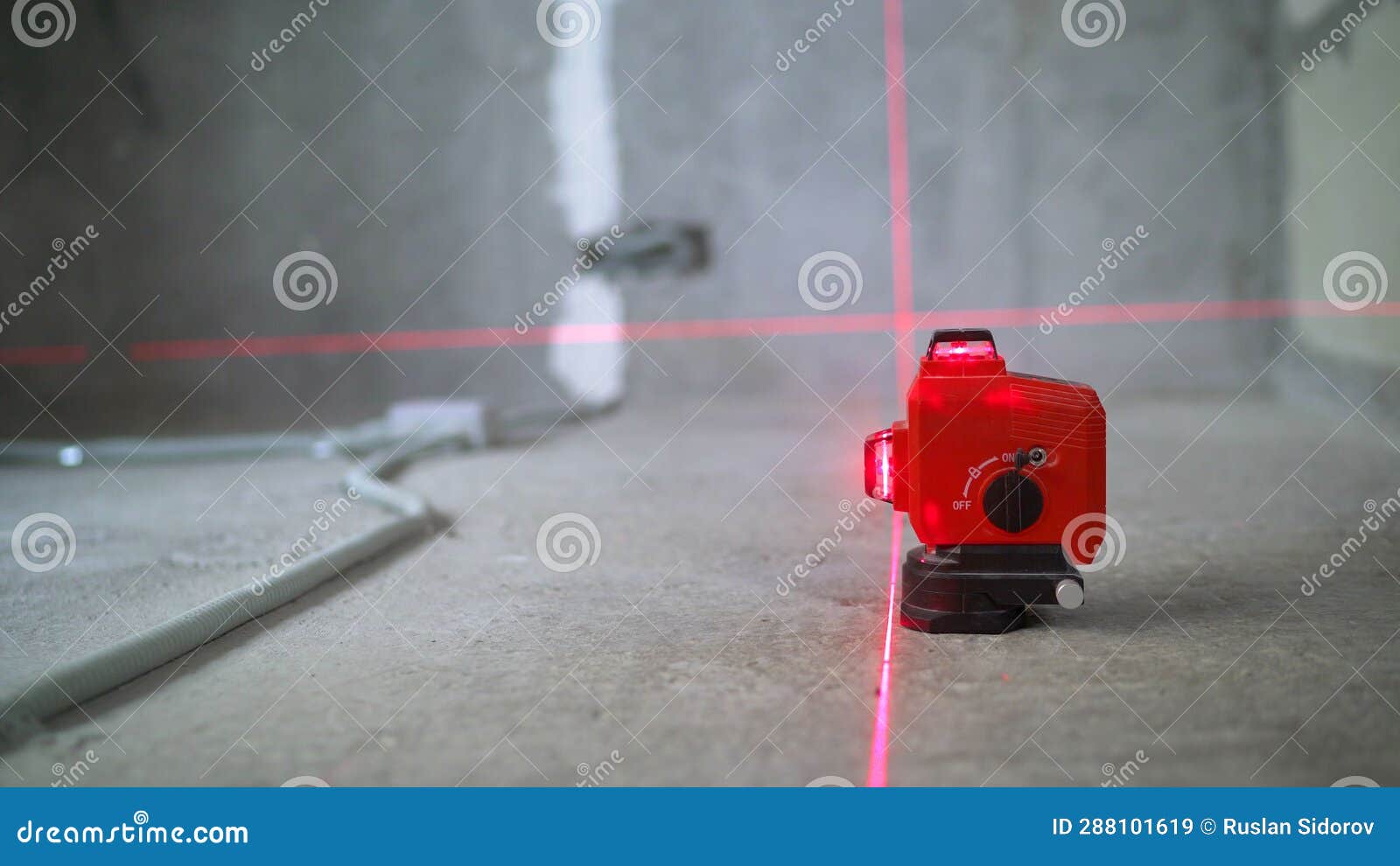 Laser Level at the Construction Site. Laser Building Level Meter with ...