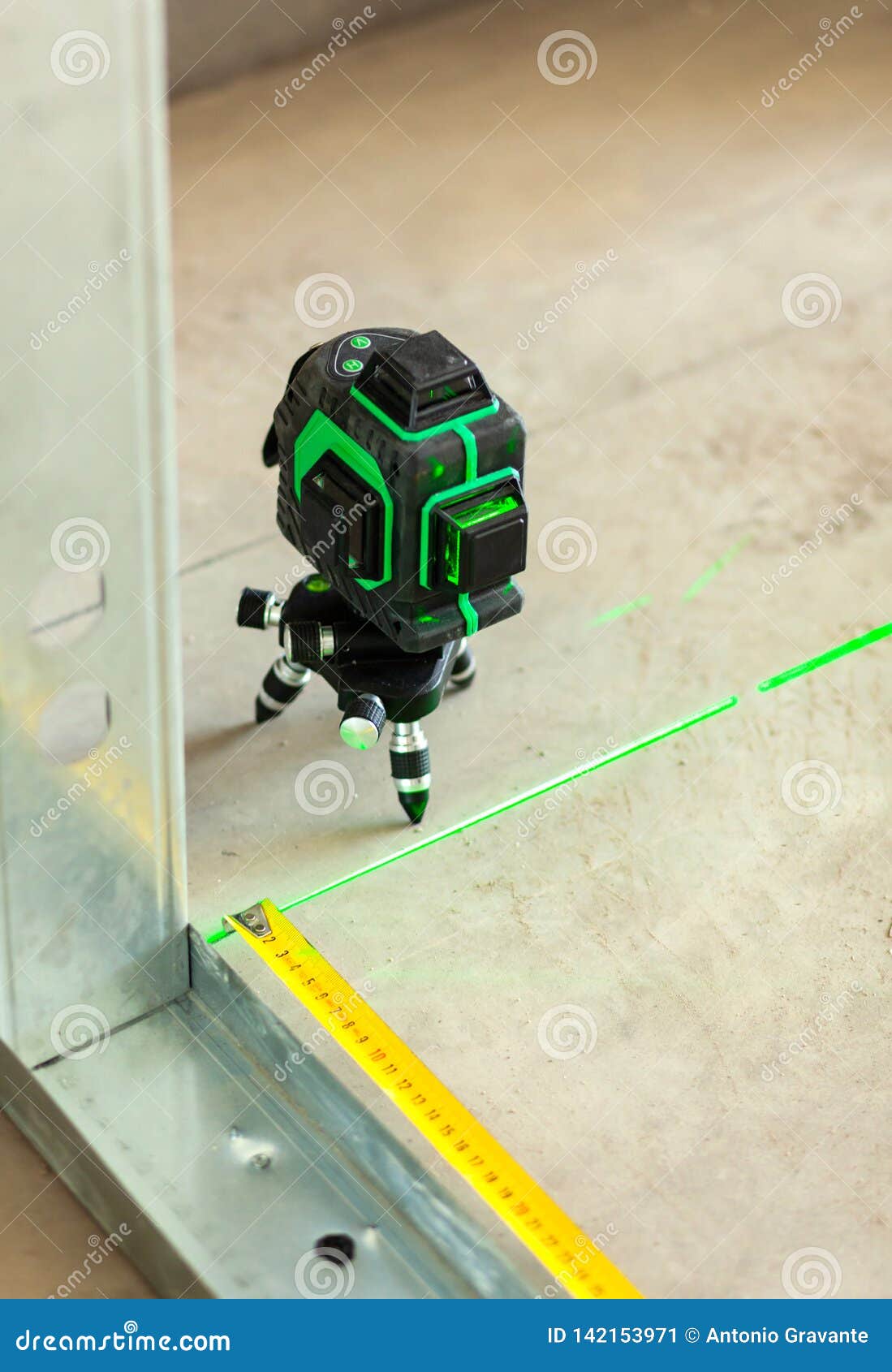 Laser Level Measuring Tool in Construction Site Stock Image - Image of ...