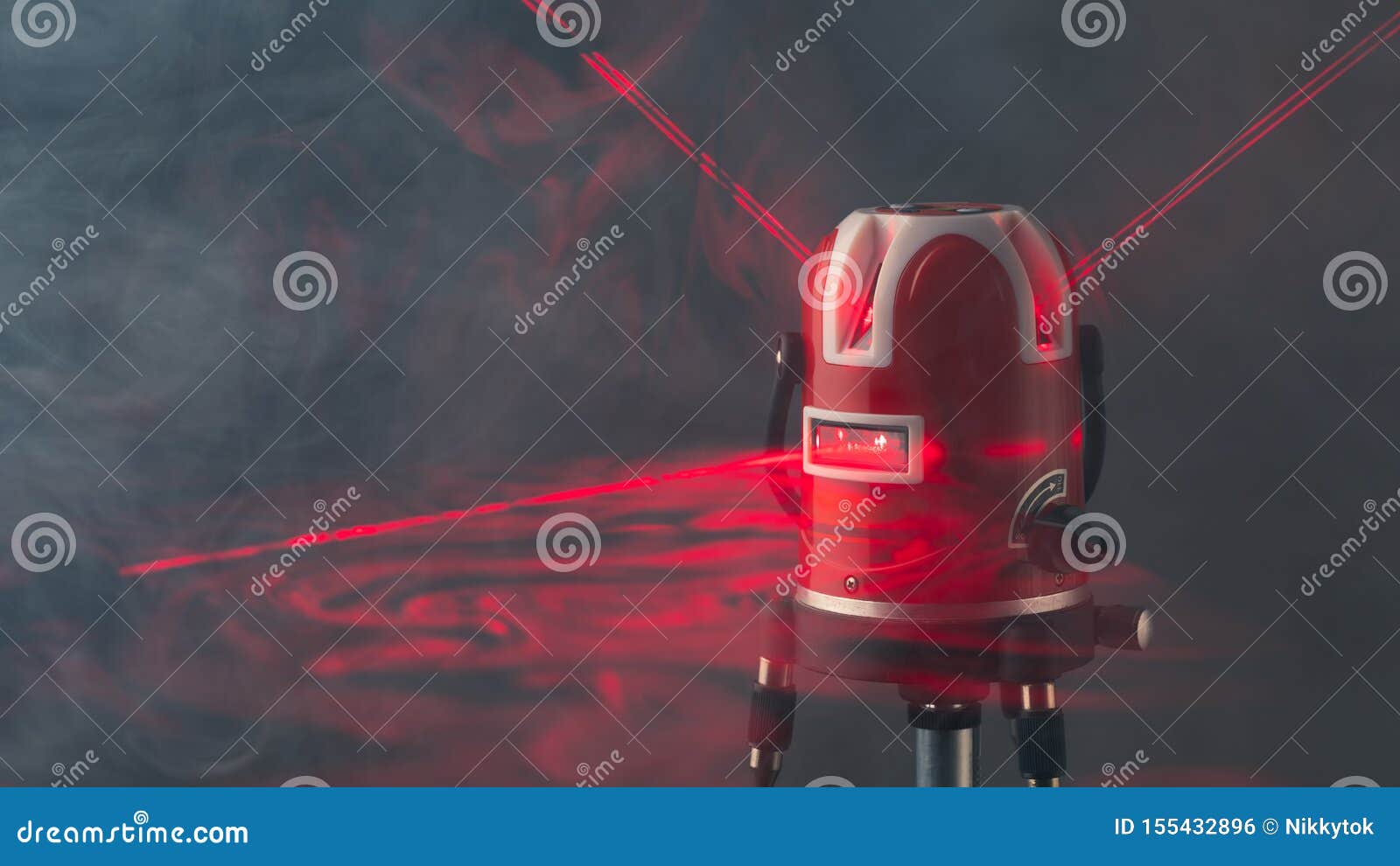 Laser Level Tool Red Light Beams in Smoke Stock Photo - Image of ...
