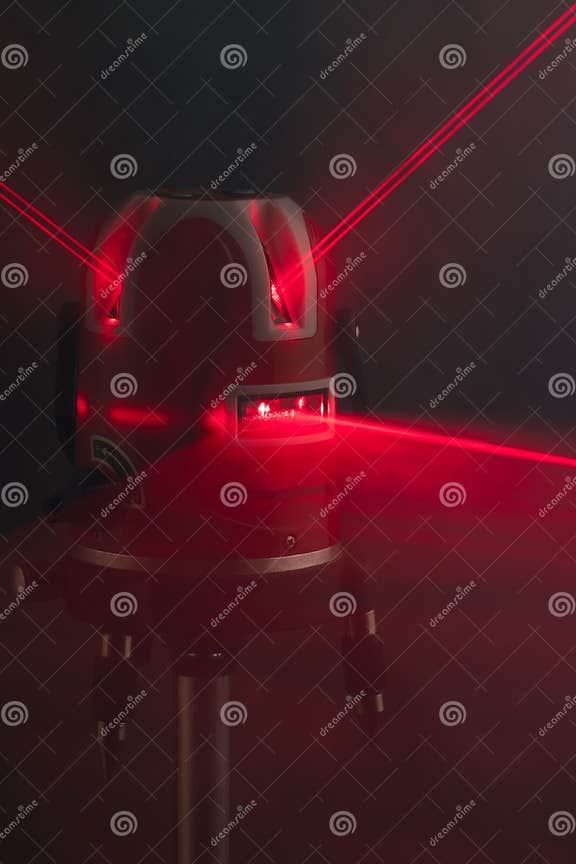 Laser Level Tool Red Light Beams in Smoke Stock Image - Image of ...