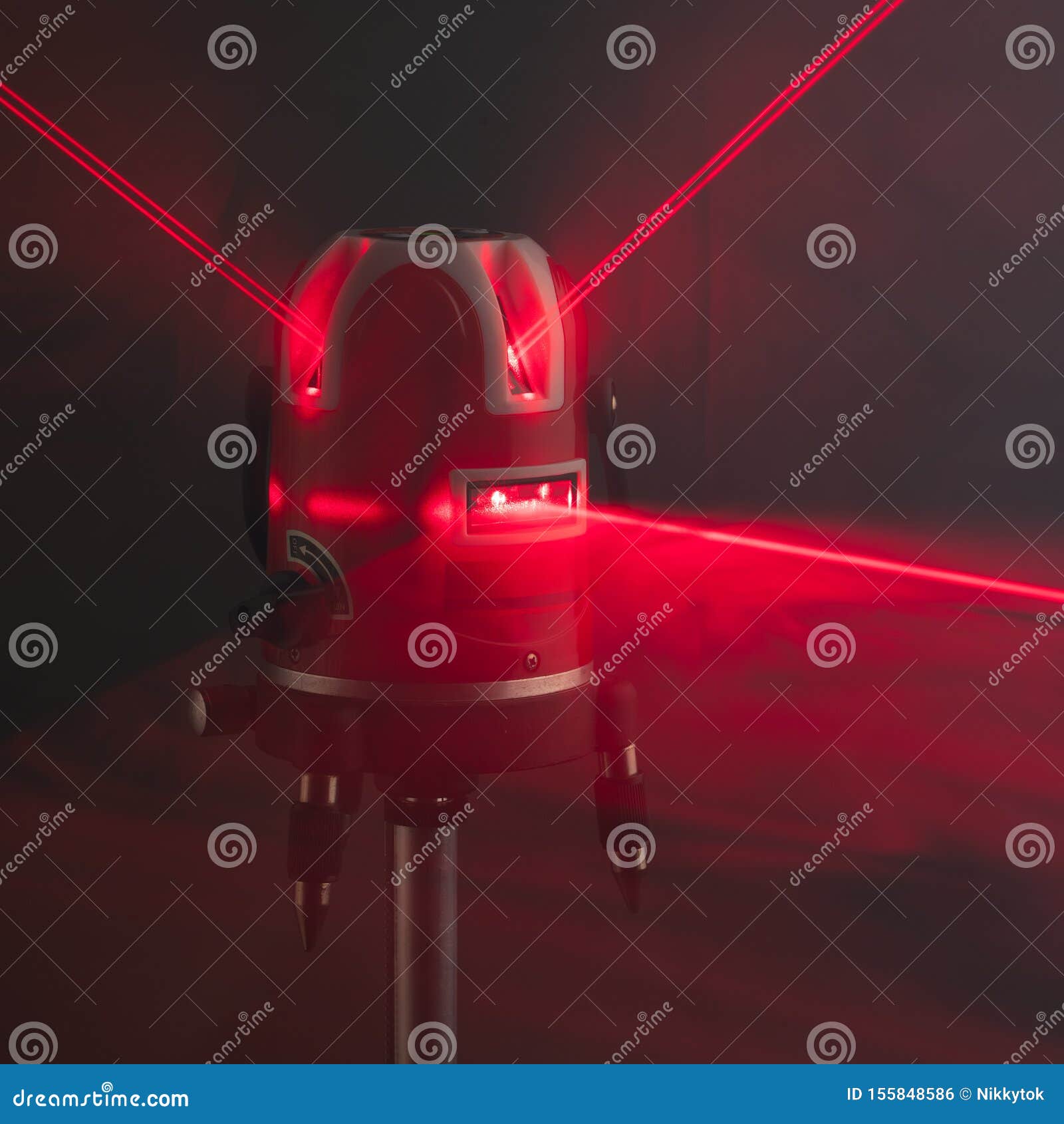 Laser Level Tool Red Light Beams in Smoke Stock Photo - Image of ...
