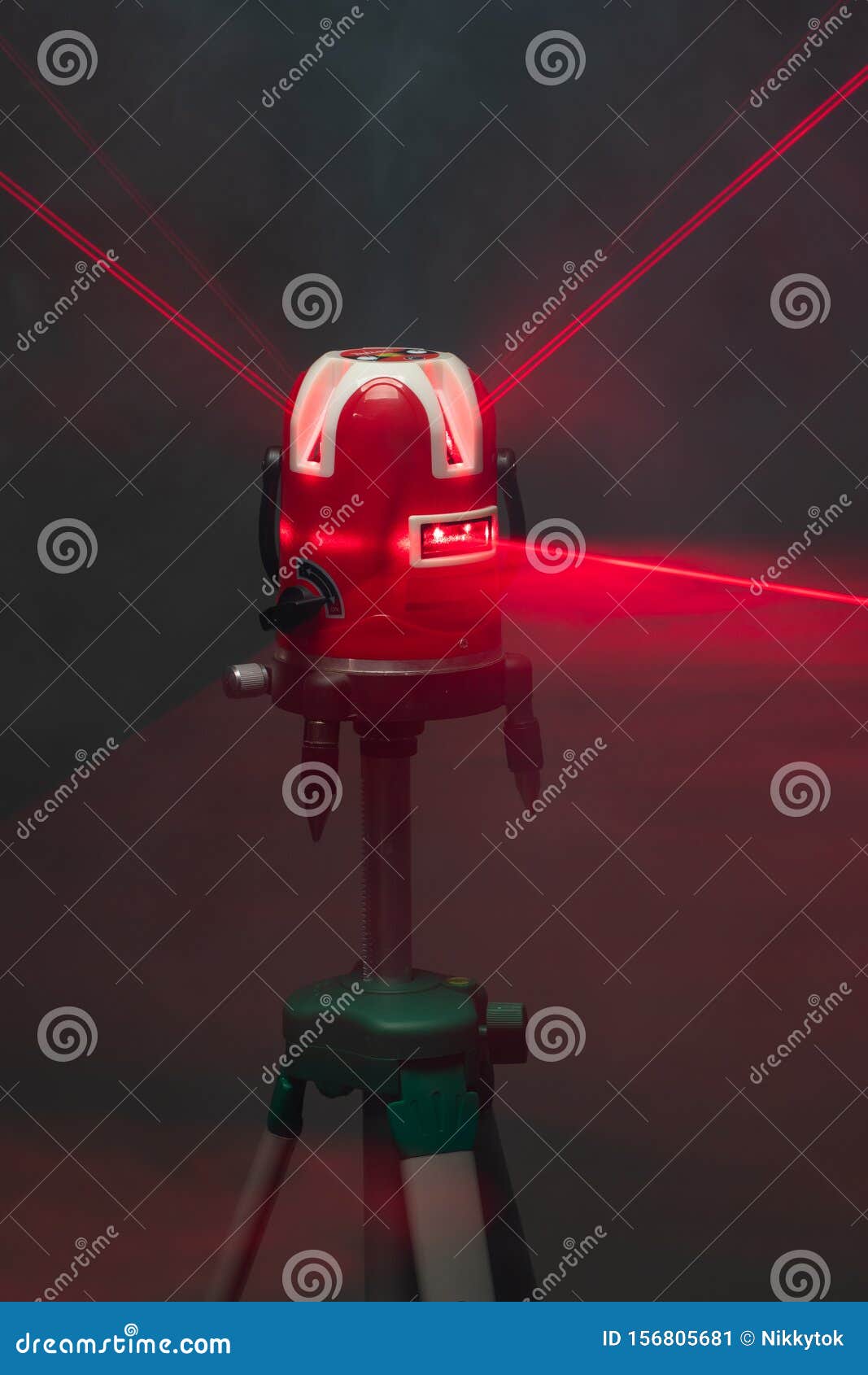 Laser Level Tool Red Light Beams in Smoke Stock Image - Image of close ...