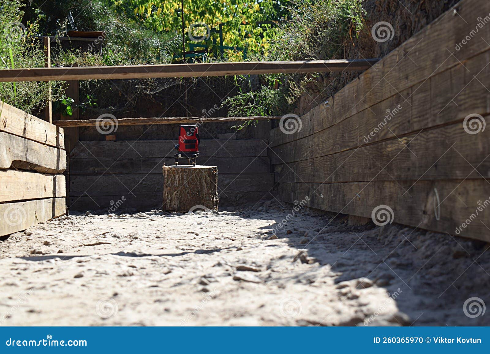 Laser Level in a Trench with Formwork Stock Photo - Image of concrete ...