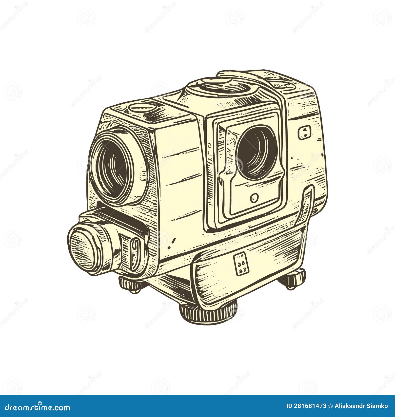 Laser Level Vector Drawing. Isolated Hand Drawn, Engraved Style ...