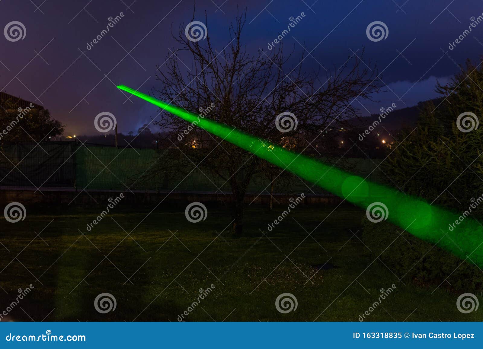 Laser Line Projected To the Night Sky Stock Image - Image of ...