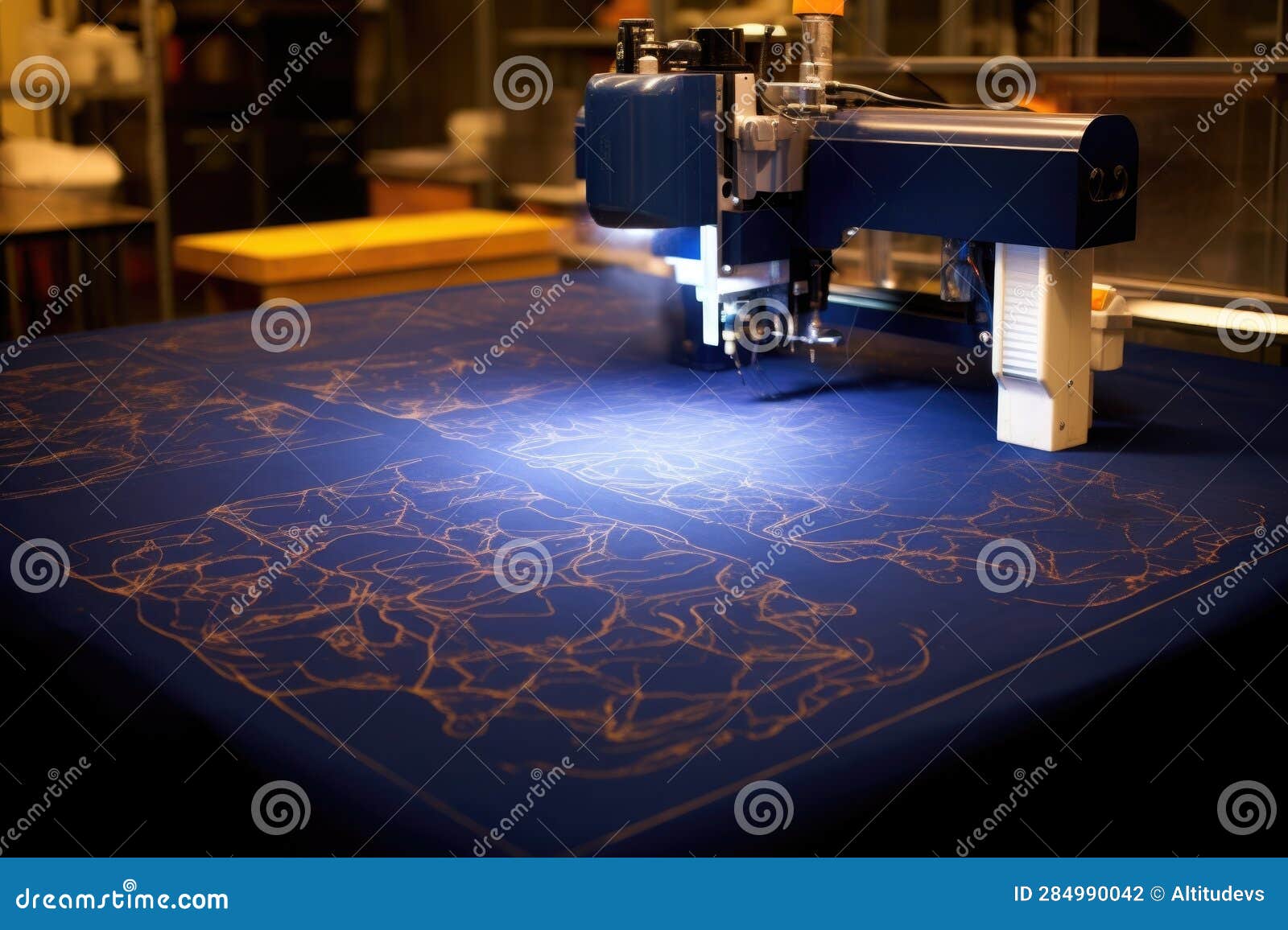 Laser Machine for Denim Patterns Stock Illustration - Illustration of ...