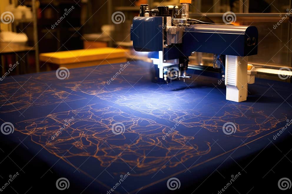 Laser Machine for Denim Patterns Stock Illustration - Illustration of ...
