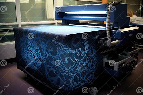 Laser Machine for Denim Patterns Stock Illustration - Illustration of ...