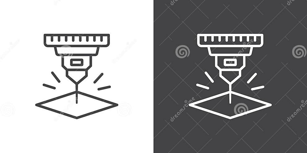 Laser Machine Icon Flat Vector Set Outline Stock Illustration ...