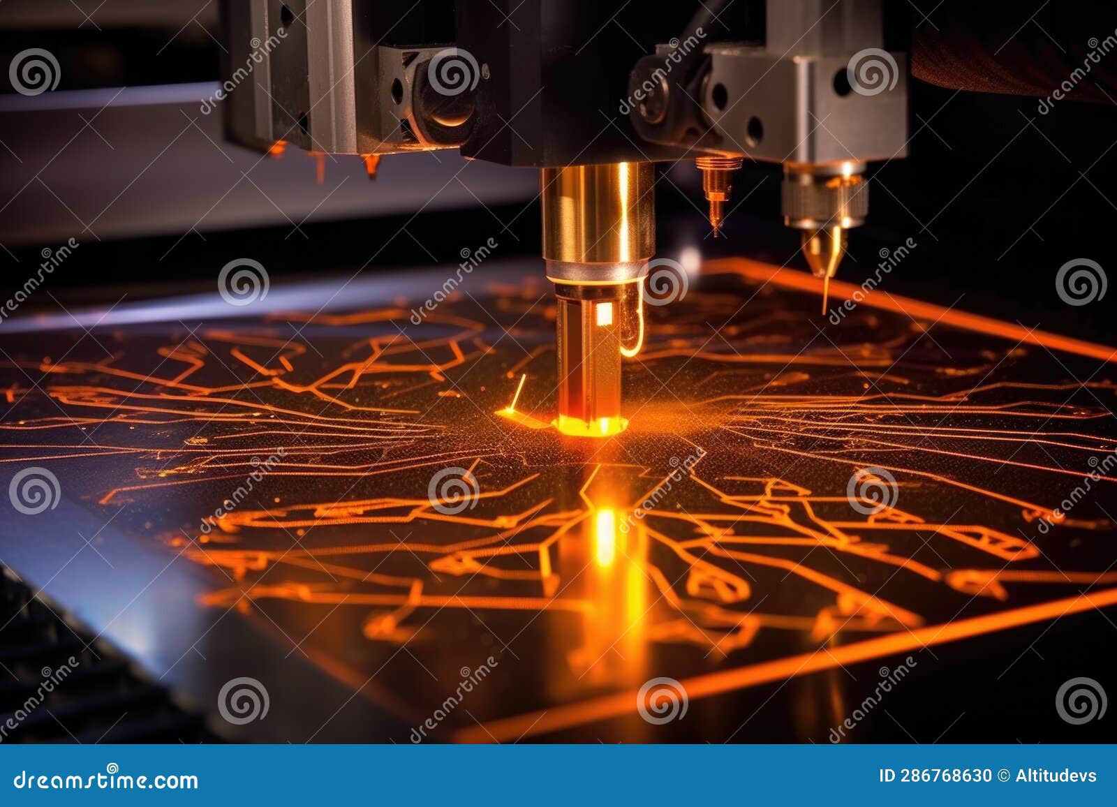 Laser Machine Shaping a Metal Sheet Stock Photo - Image of steel ...