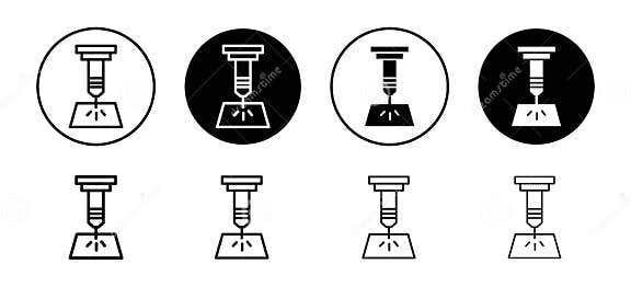 Laser Machine Vector Icon Set Collection. Laser Machine Outline Flat ...