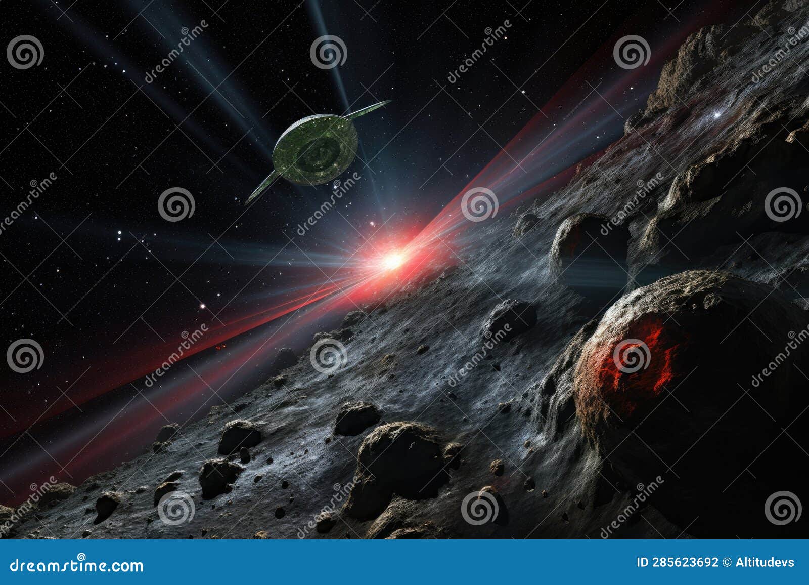 Laser Mining Technology Targeting an Asteroid Stock Illustration ...