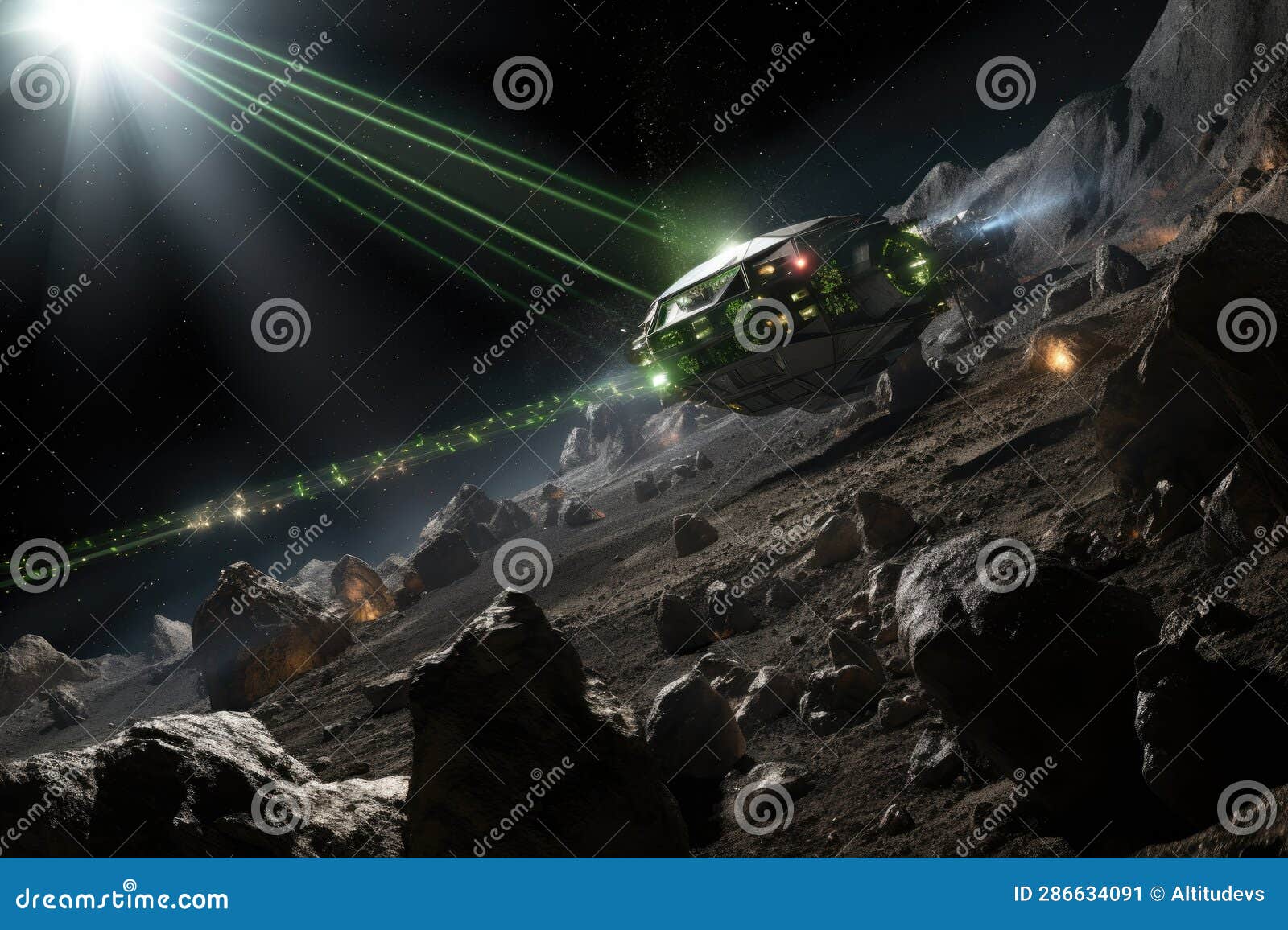 Laser Mining Technology Targeting an Asteroid Stock Illustration ...