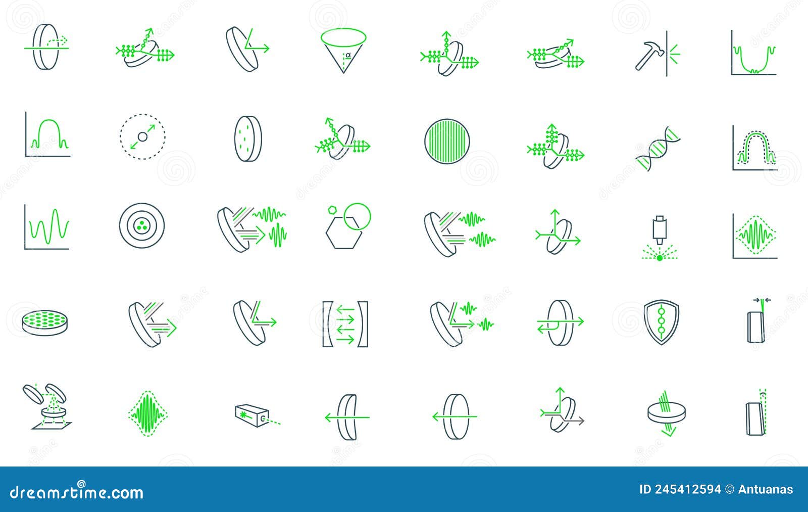 Laser Optics Green Colour Icons Set Stock Vector - Illustration of ...
