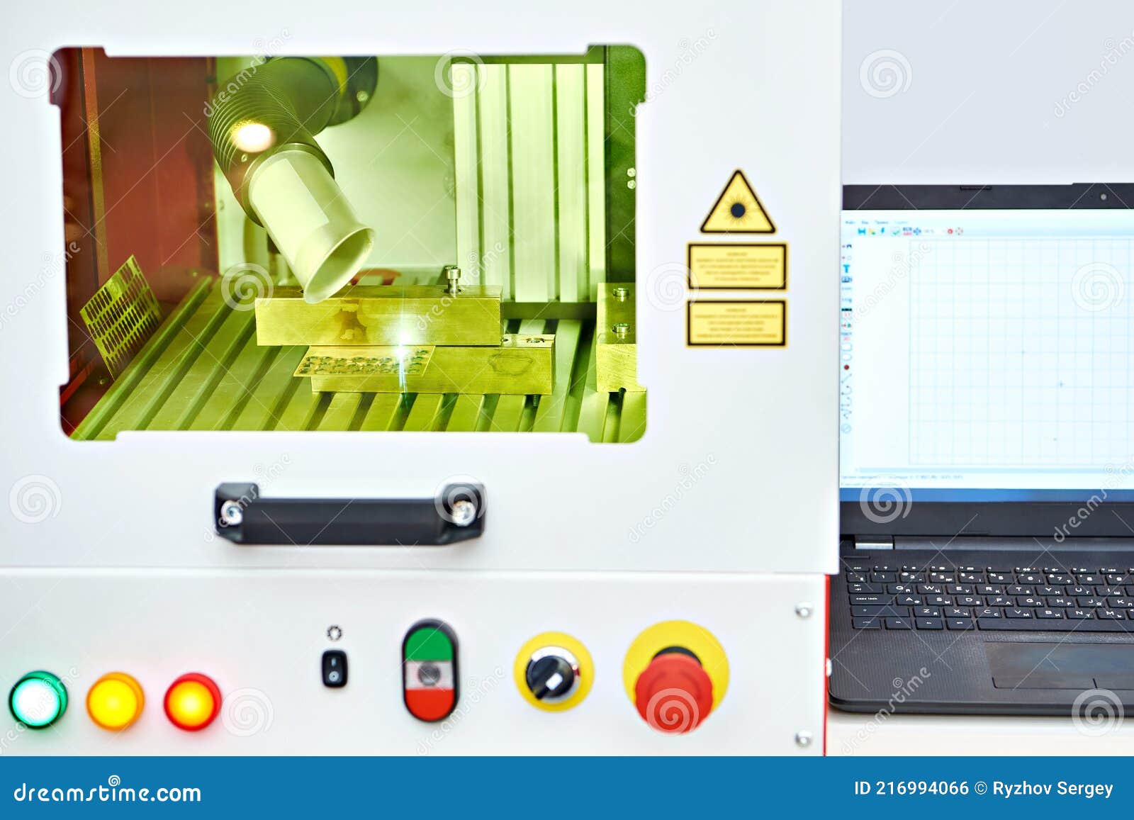 Laser Precision Cutting Machine Stock Photo - Image of keyboard, laptop ...