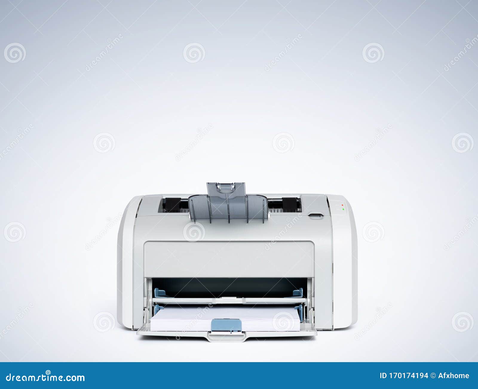 Laser Printer Front View, on a Light Blue Background. File Contains a ...