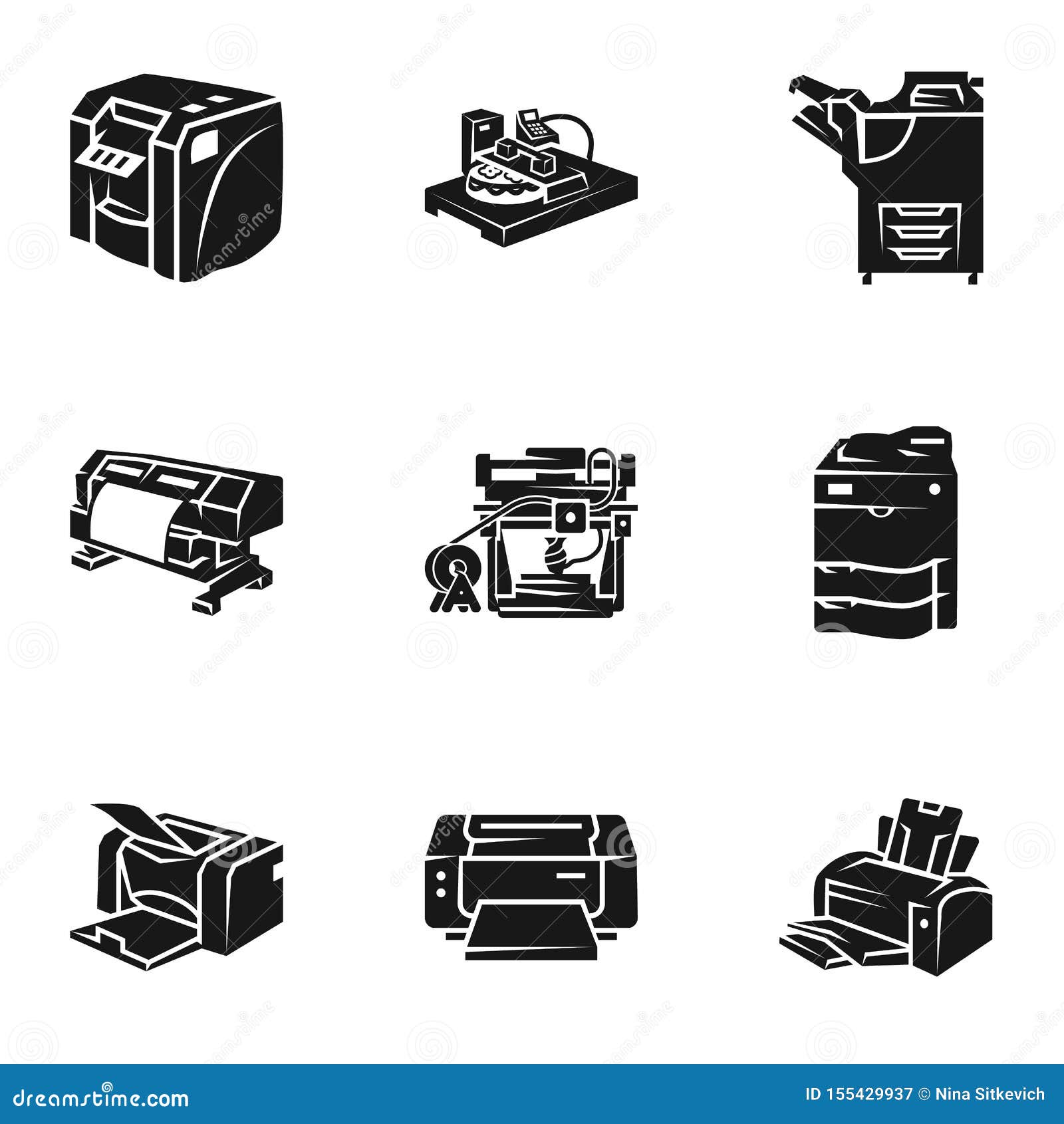 Laser Printer Icon Set, Simple Style Stock Vector - Illustration of ...