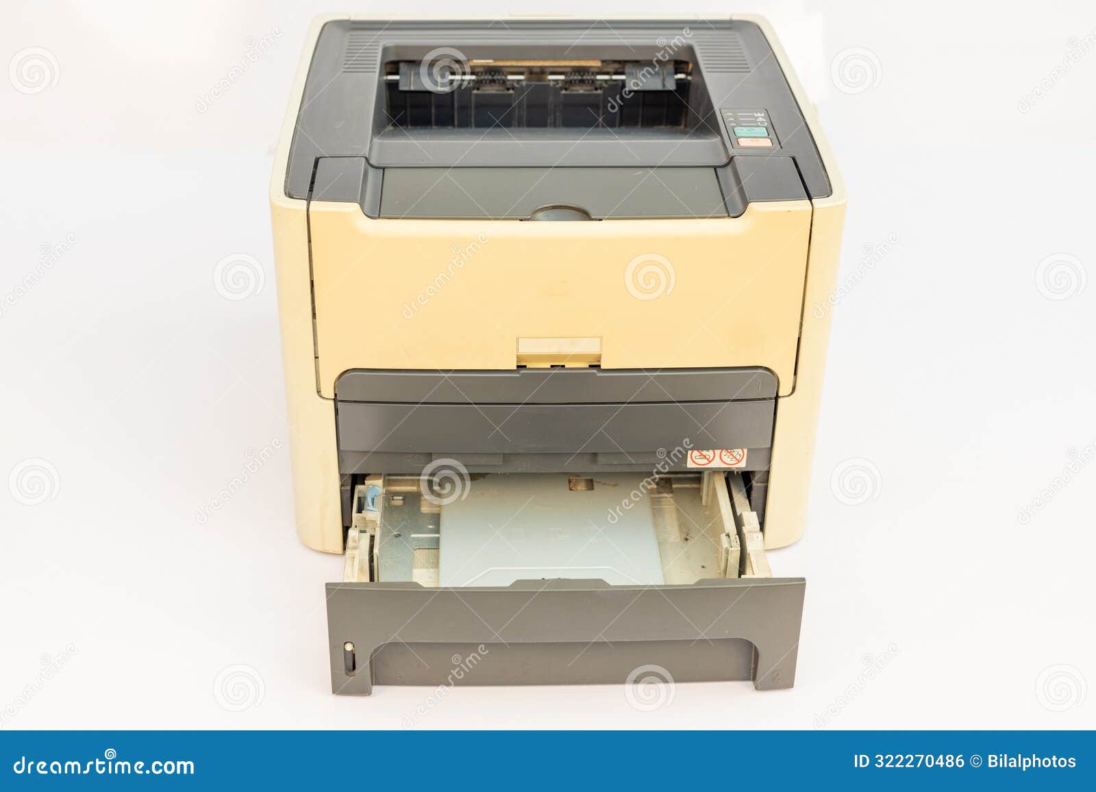Laser Printer with Open, Empty Paper Tray on White Background.. Stock ...
