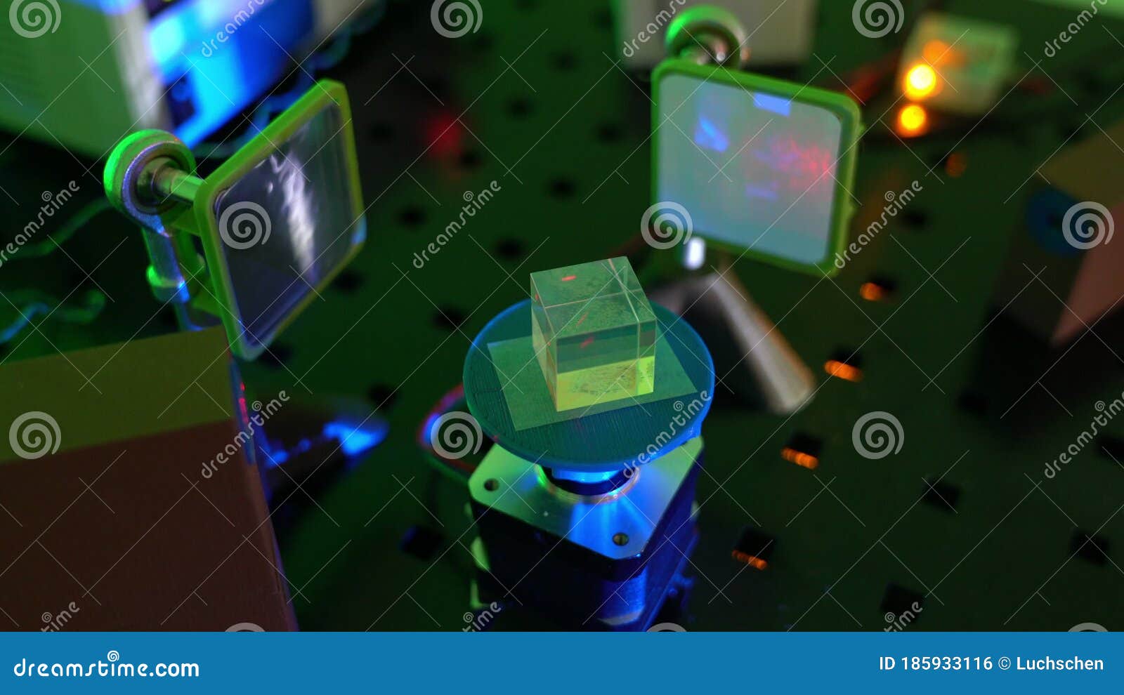 Laser in a Quantum Optics Lab. Semiconductor Laser on Optical Table in ...