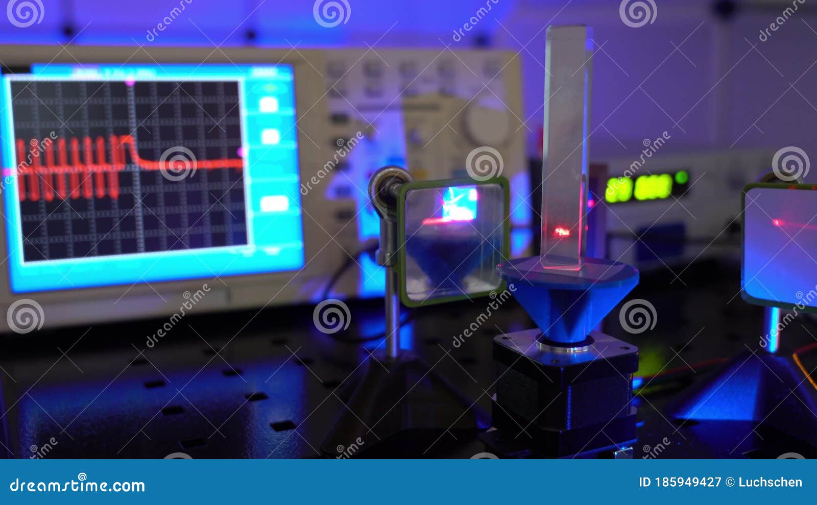Laser in a Quantum Optics Lab. Semiconductor Laser on Optical Table in ...