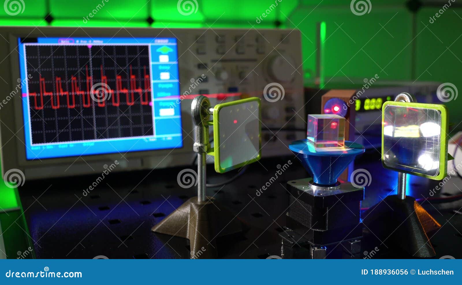 Laser in a Quantum Optics Lab. Semiconductor Laser on Optical Table in ...
