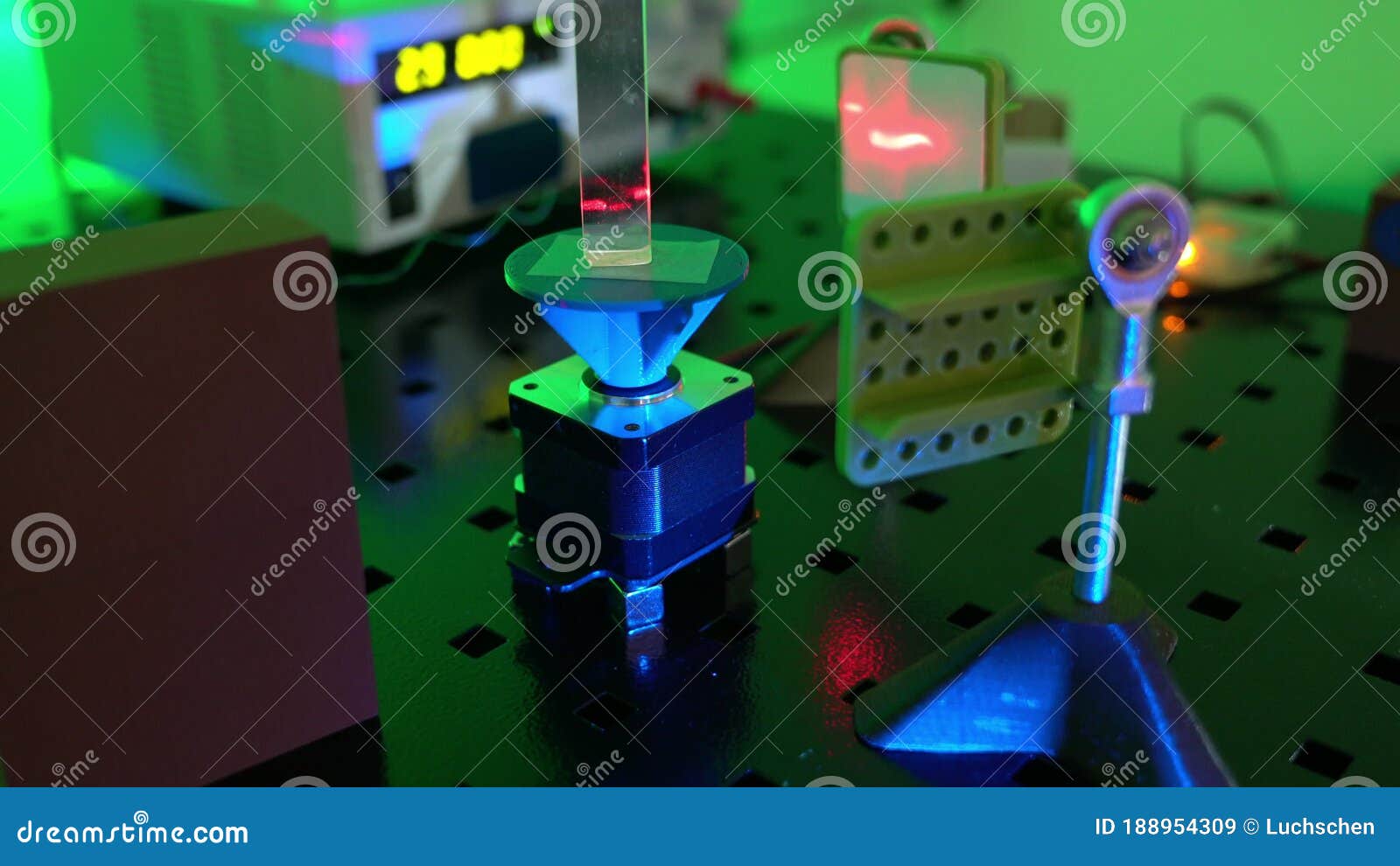 Laser in a Quantum Optics Lab. Semiconductor Laser on Optical Table in ...