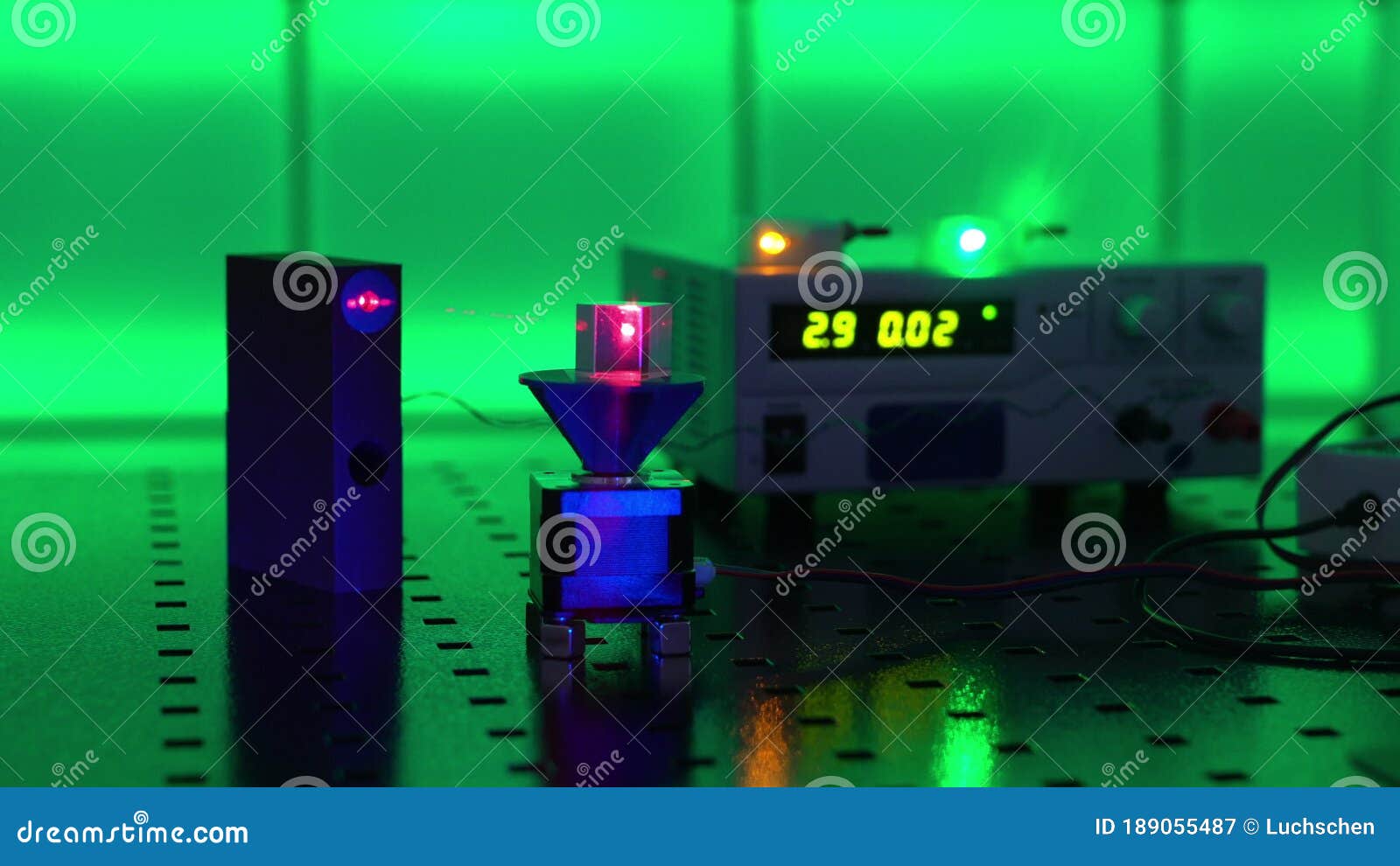 Laser in a Quantum Optics Lab. Semiconductor Laser on Optical Table in ...