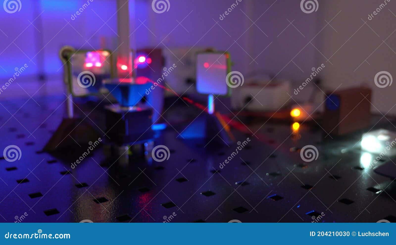 Laser in a Quantum Optics Lab. Semiconductor Laser on Optical Table in ...