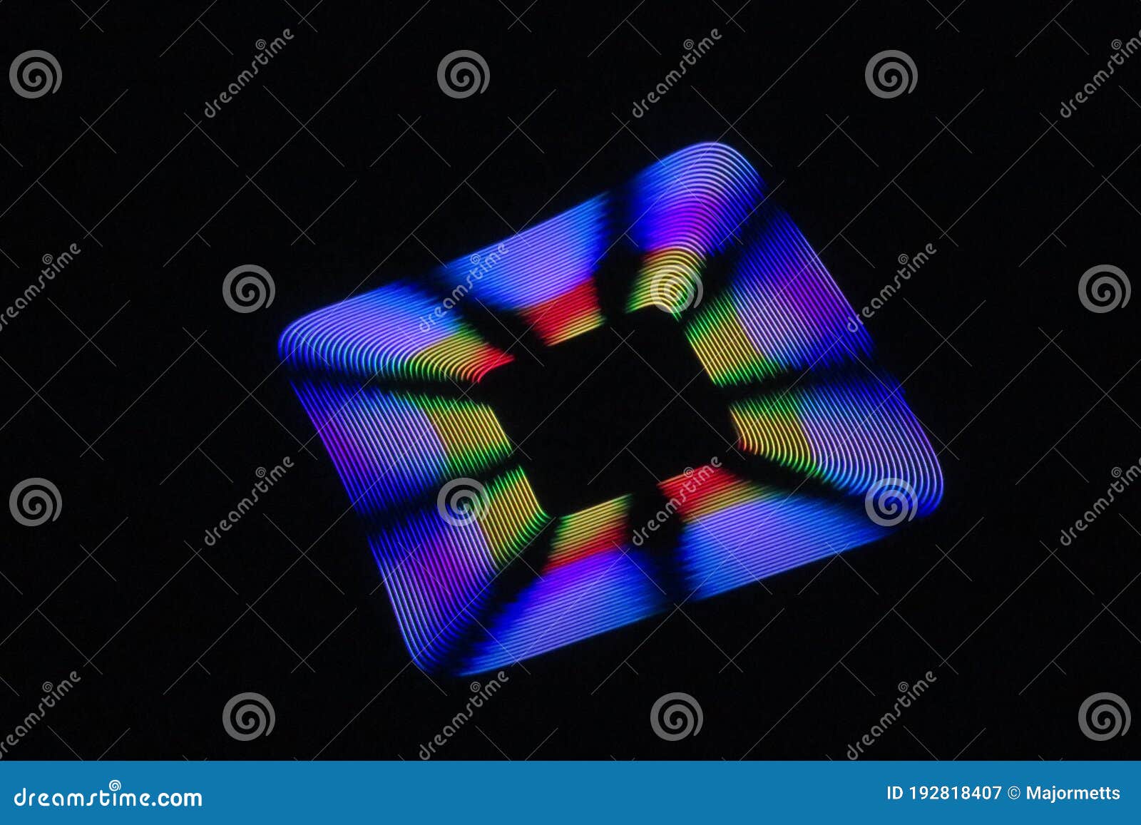 Laser Radiating Rainbow Curved Rectangle on Black Stock Image - Image ...