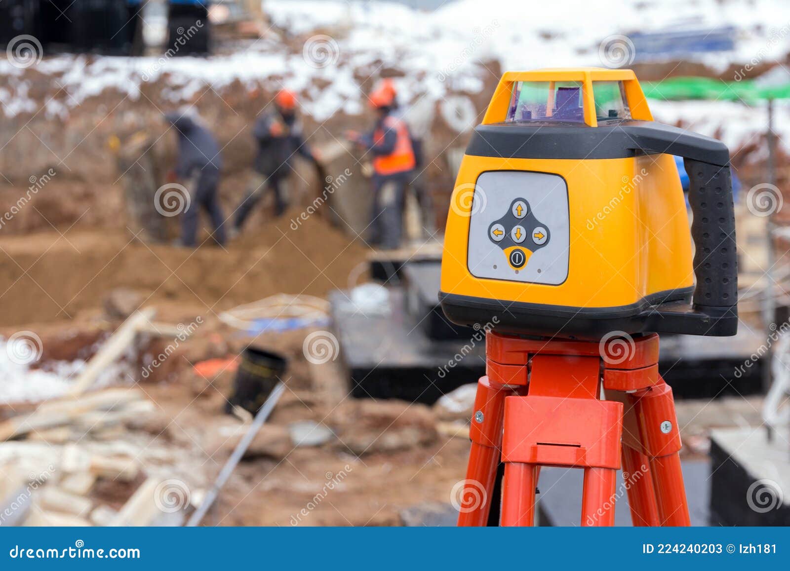 Laser Rangefinder at a Construction Site. Measuring Tool at a ...