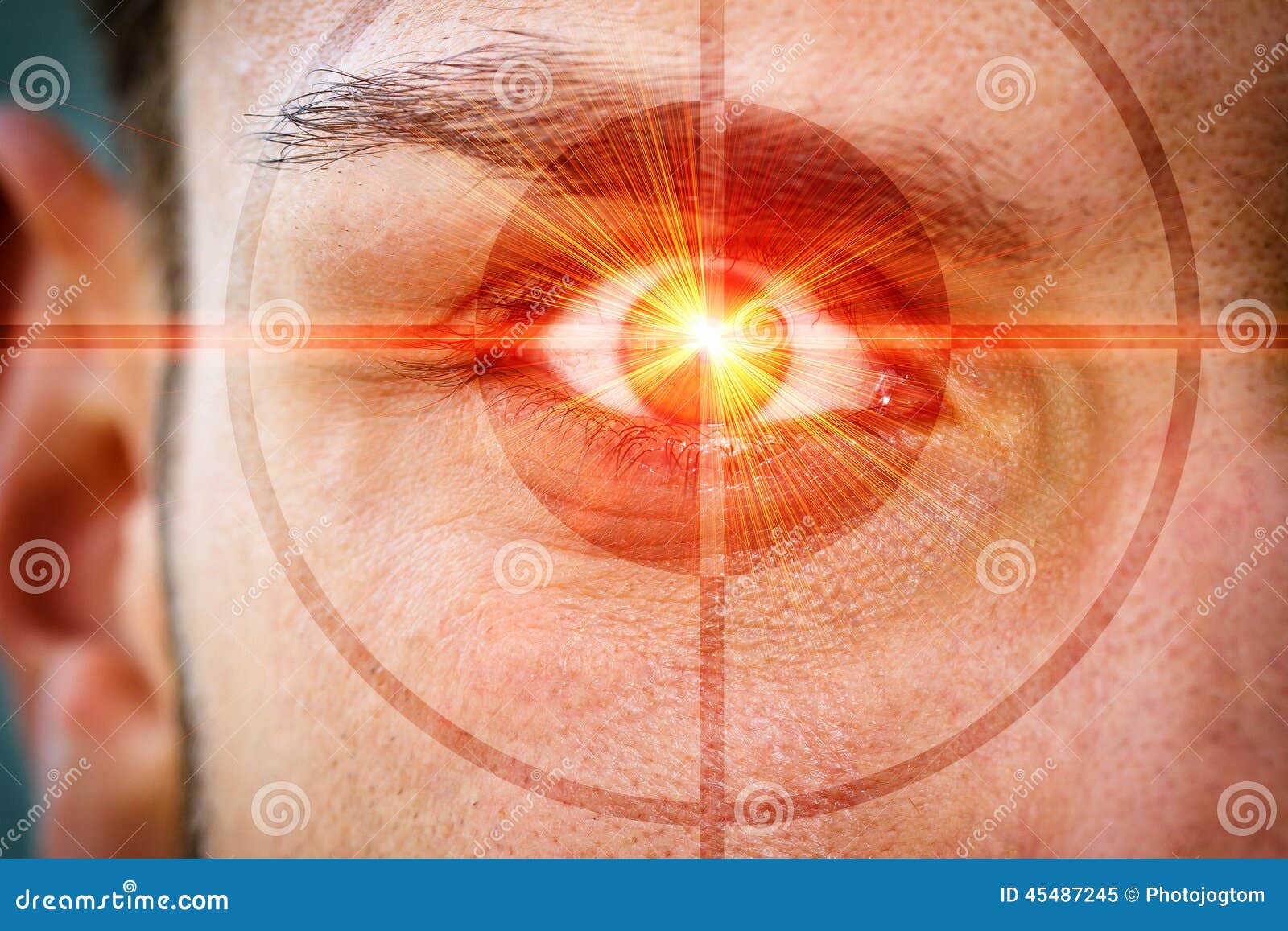 Laser ray on eye stock image. Image of fiction, control - 45487245