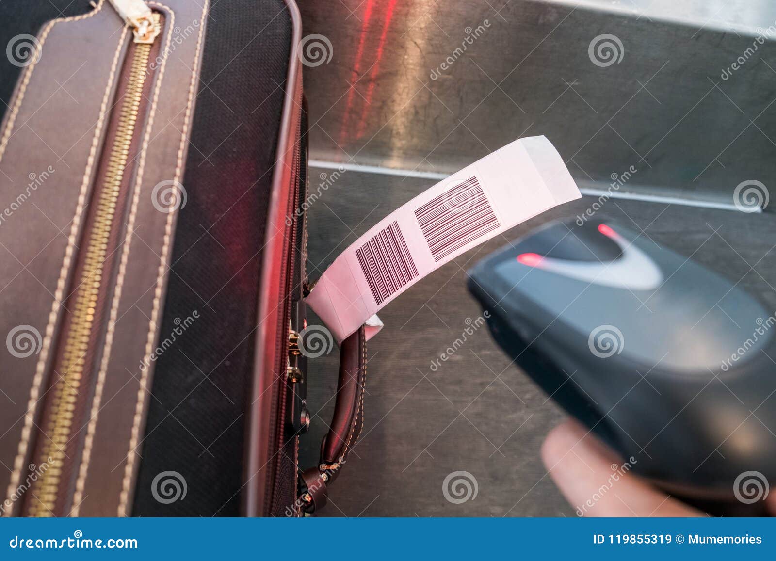 Laser Scanner Barcode Reader Scanning for Loading Luggage Bag Stock ...