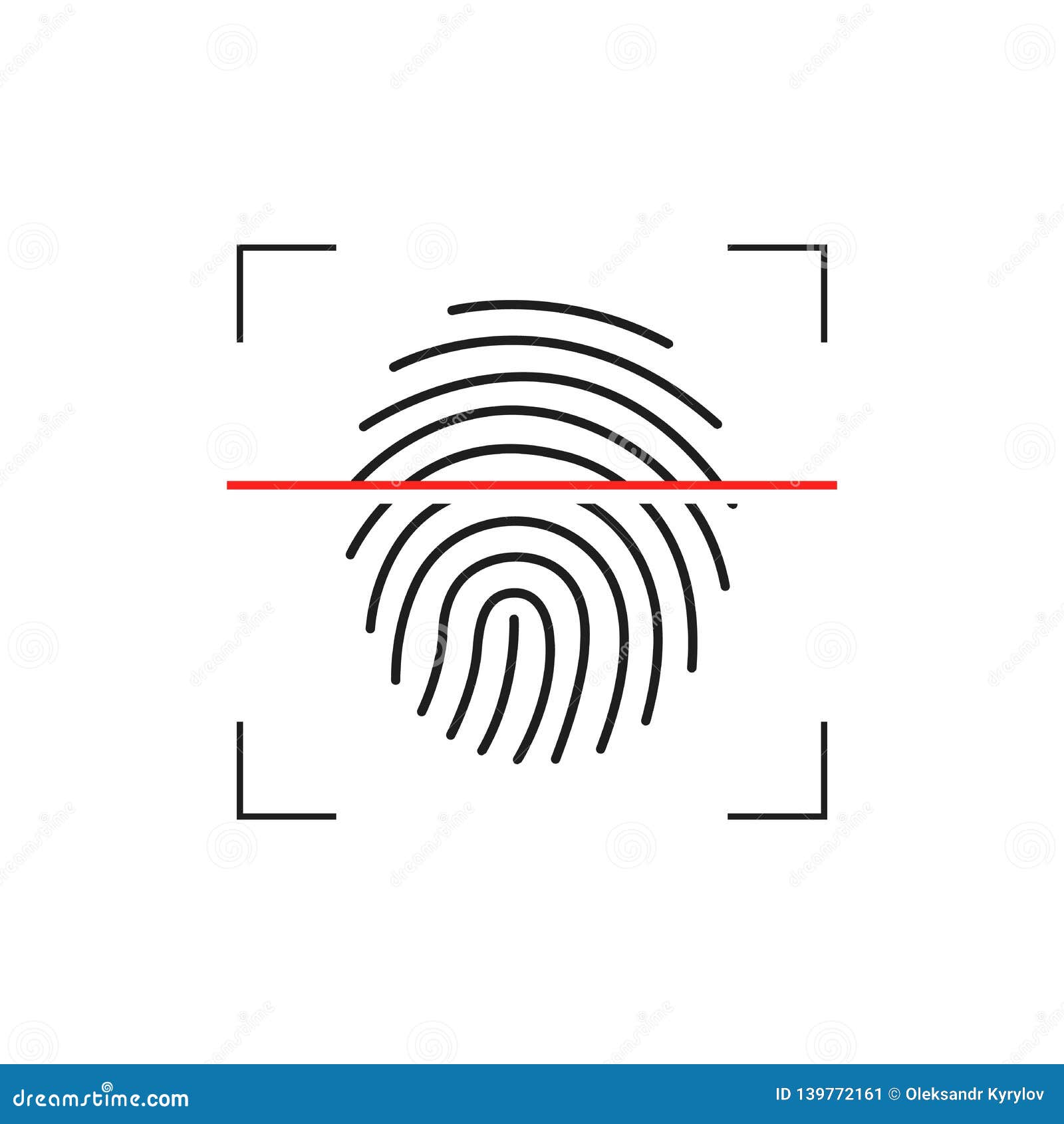 Laser Scanning of Fingerprint, Vector Illustration of Digital Biometric ...