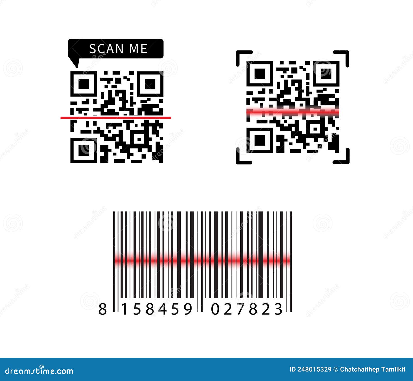 Laser Scanning Label with Barcode. Realistic Barcode Icon. Scan Me Icon ...