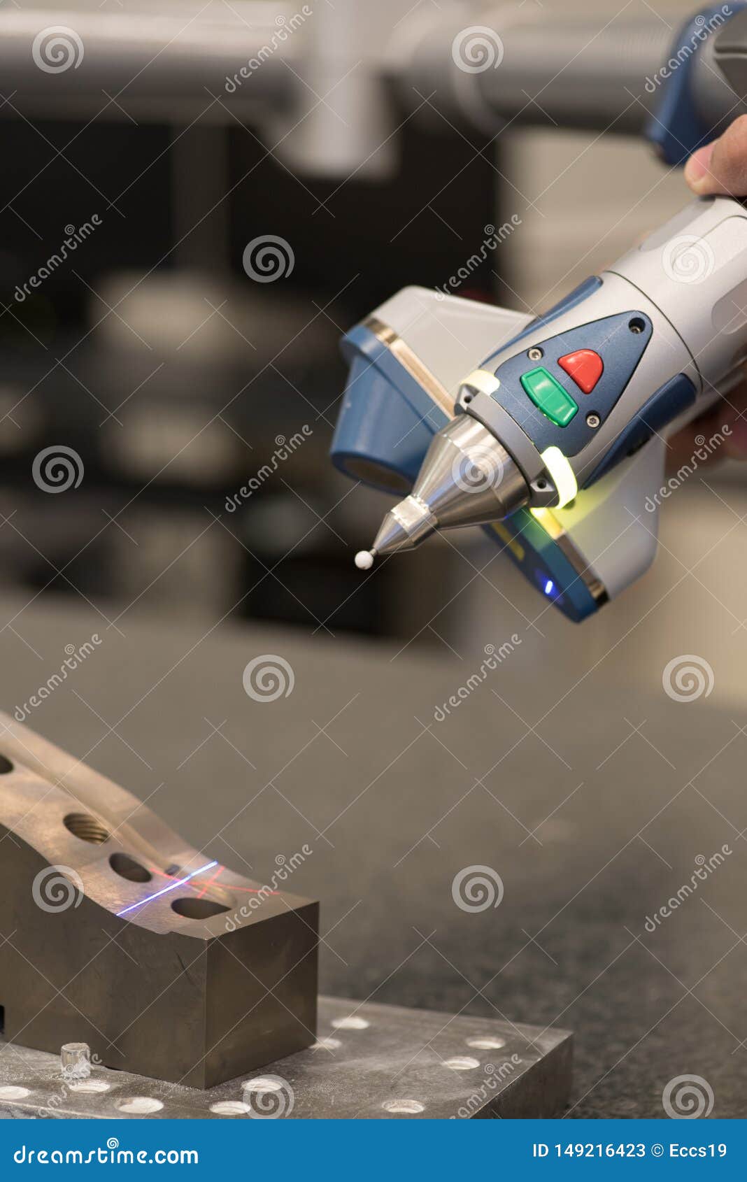The 3D Laser Scanning Gun Attached The Measurements Probe Stock Photo ...