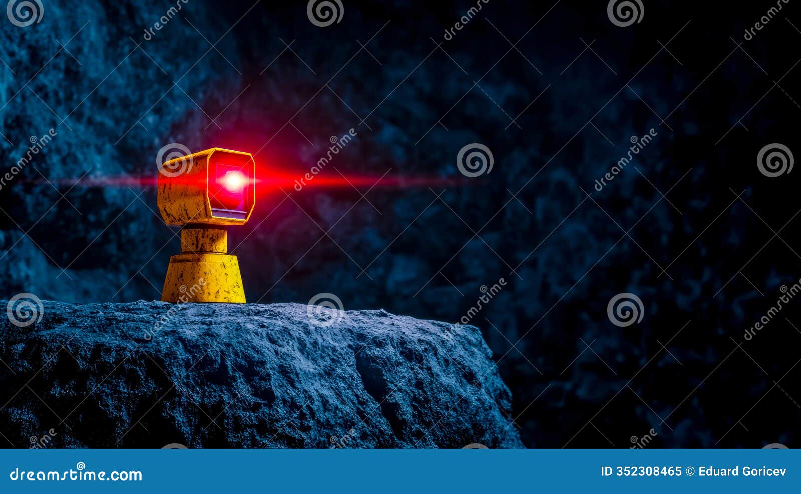 Laser Surveying Tool Measuring Distant Objects in a Cave at Night Stock ...