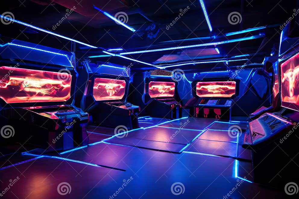 Laser Tag Arena a Room Featuring a High Tech Laser Tag Arena Com Stock ...
