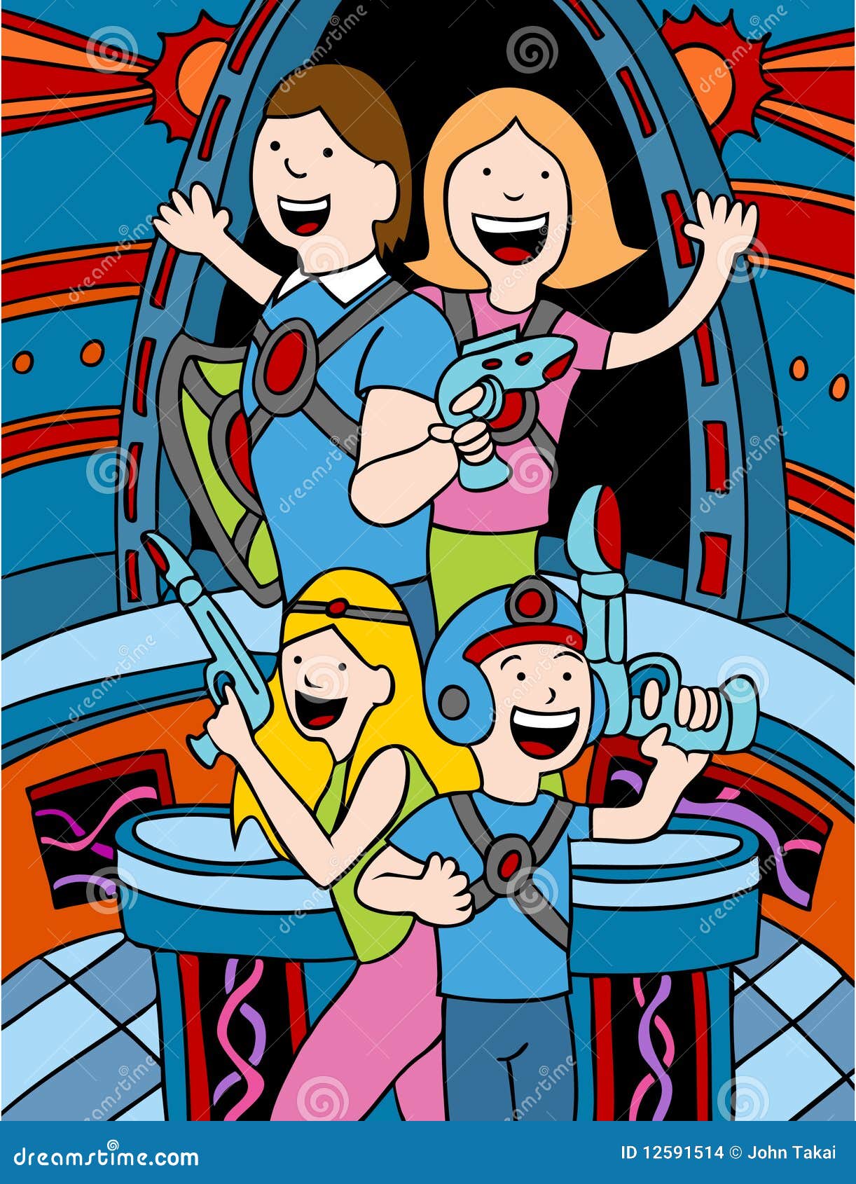 Lasertag Games - Black And White Cartoon Vector | CartoonDealer.com ...