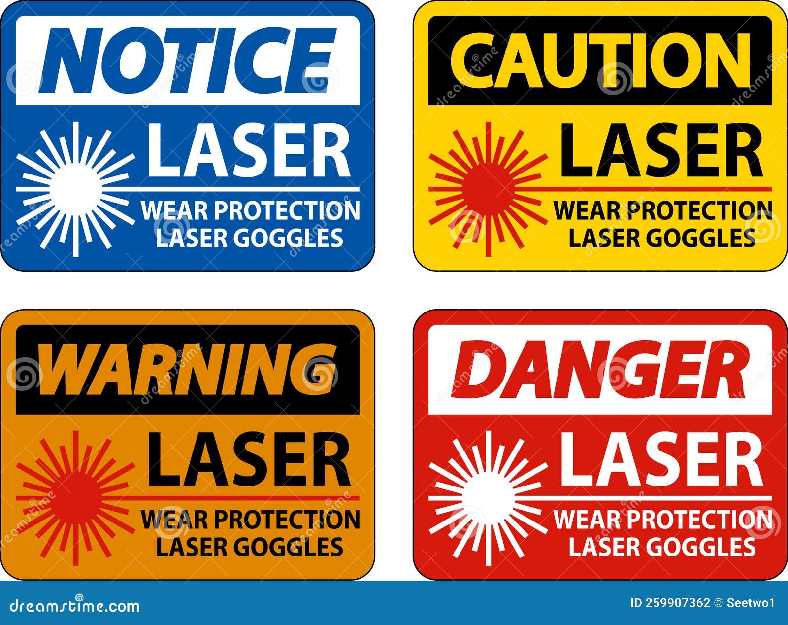 Laser Wear Protective Laser Goggles Sign on White Background Stock ...