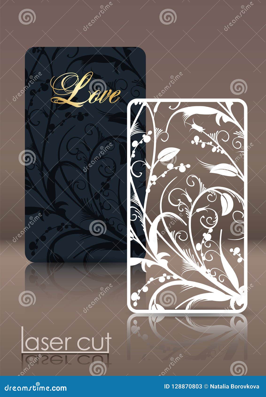 Laser Cut Wedding Invitation Card Template. Cut Out The Paper Card With ...
