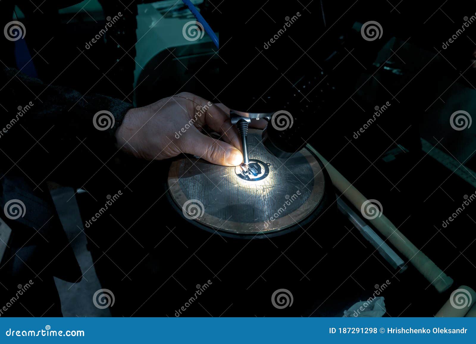 Laser Welding of Small Parts Using a Microscope Stock Photo - Image of ...