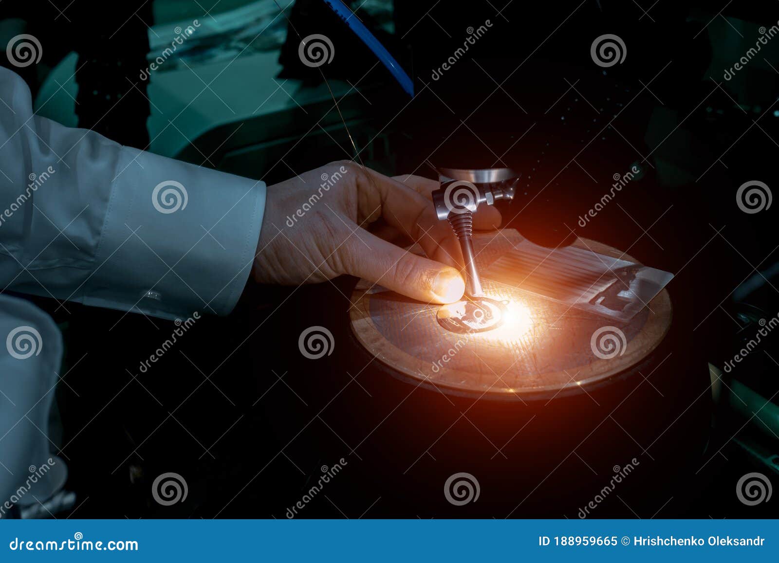 Laser Welding of Small Parts Using a Microscope Stock Image - Image of ...