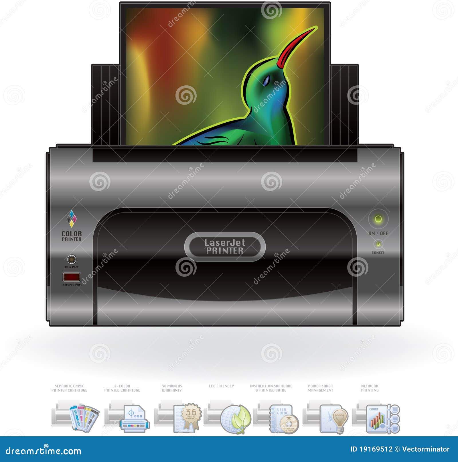 LaserJet Printer & Options Icons Stock Vector - Illustration of printed ...