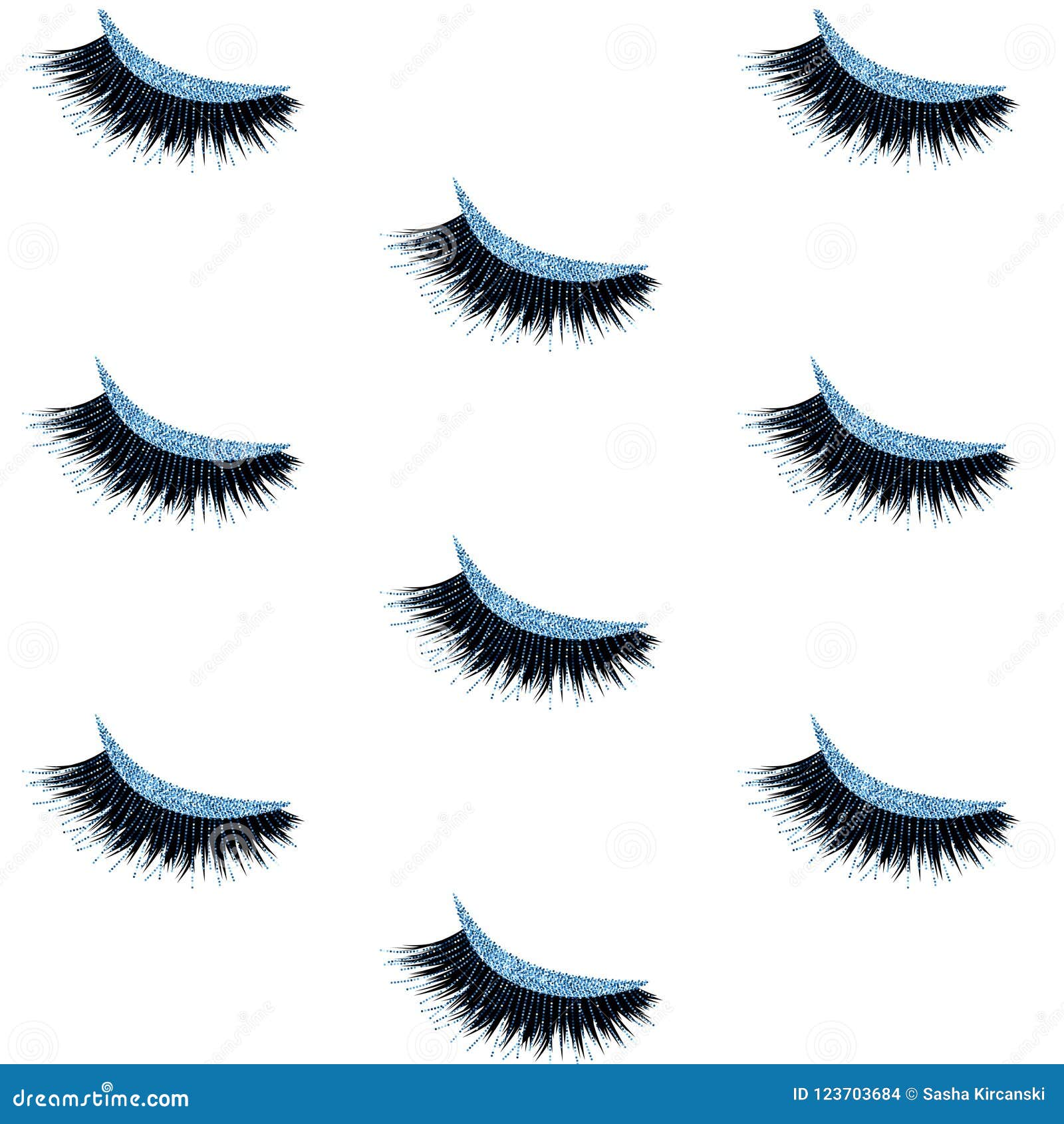 Lashes Seamless Vector Pattern with Blue Glitter Effect Stock Vector ...