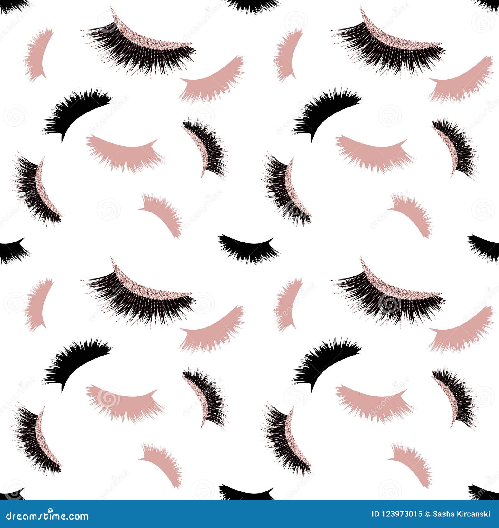 Lashes Seamless Vector Pattern with Glitter Effect Stock Vector ...