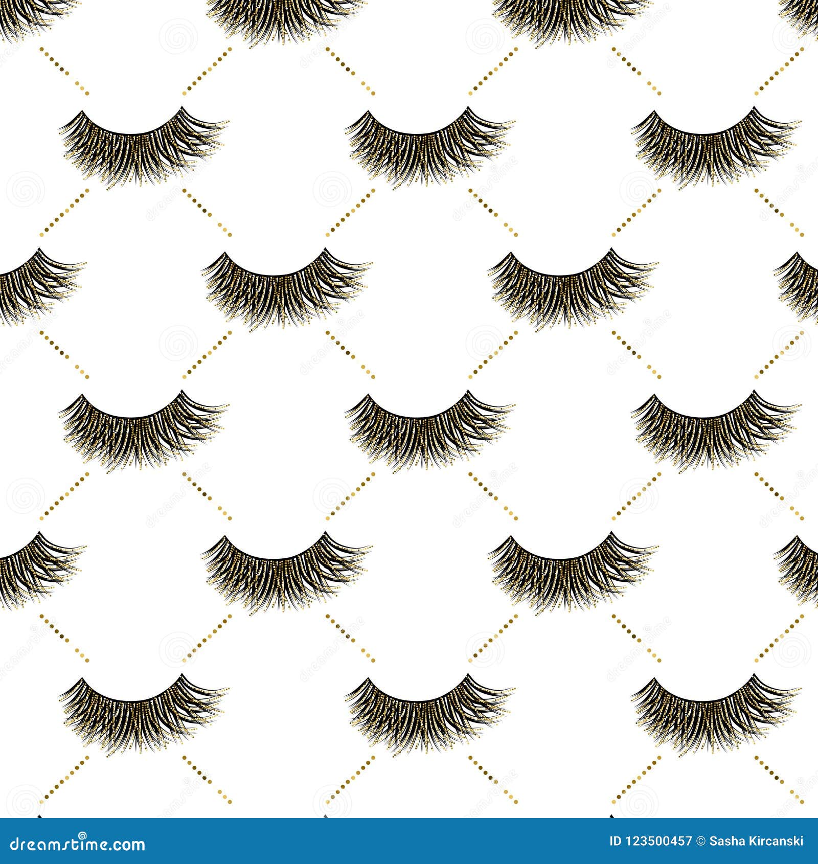 Lashes Vector Pattern with Gold Glitter Effect Stock Vector ...
