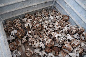 Lashing Bin Filled with Twist Locks and Stacking Cons for Securing ...
