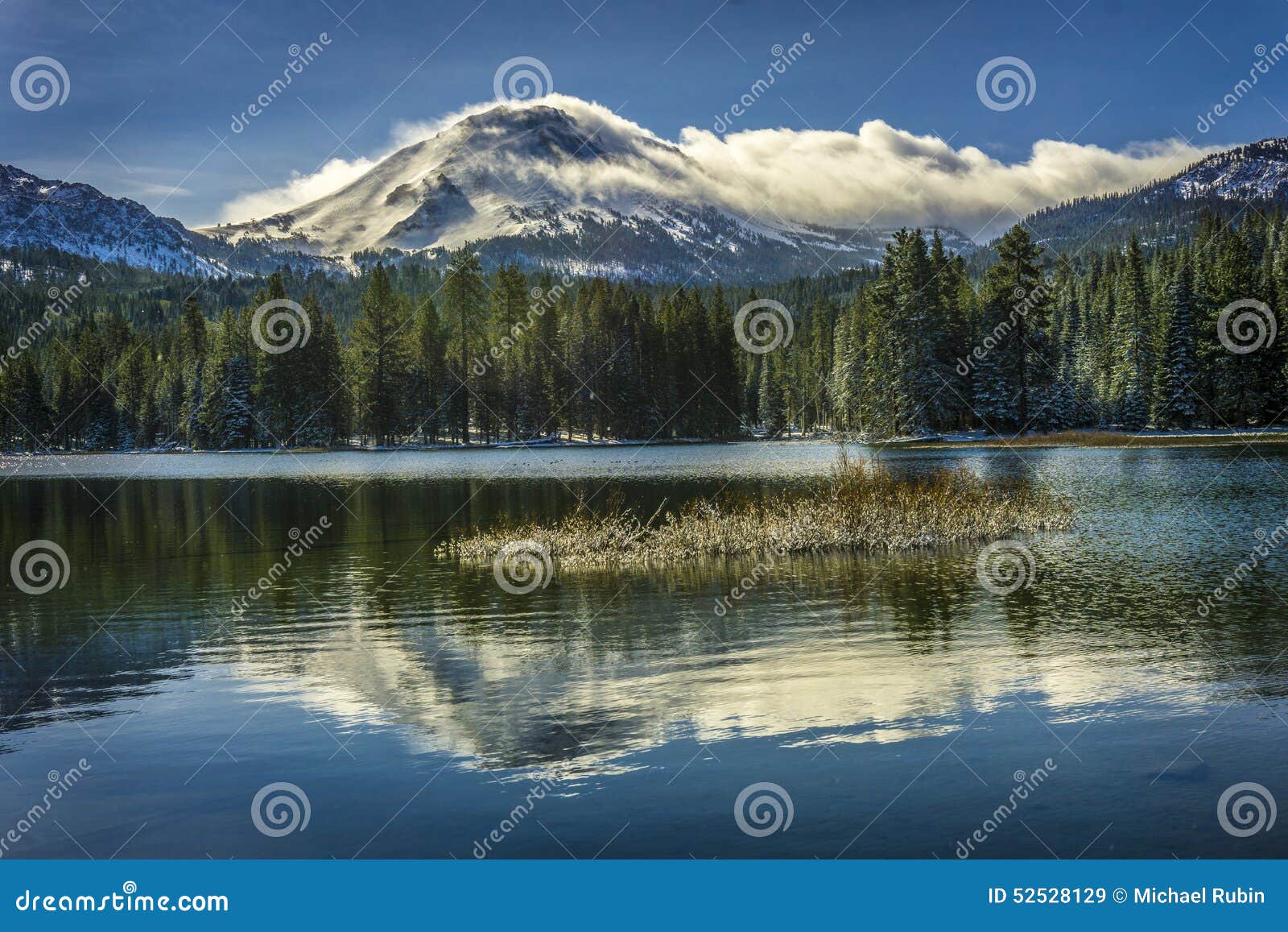 Lassen Peak After Snow Storm Manzanita Lake Lassen Volcanic National
