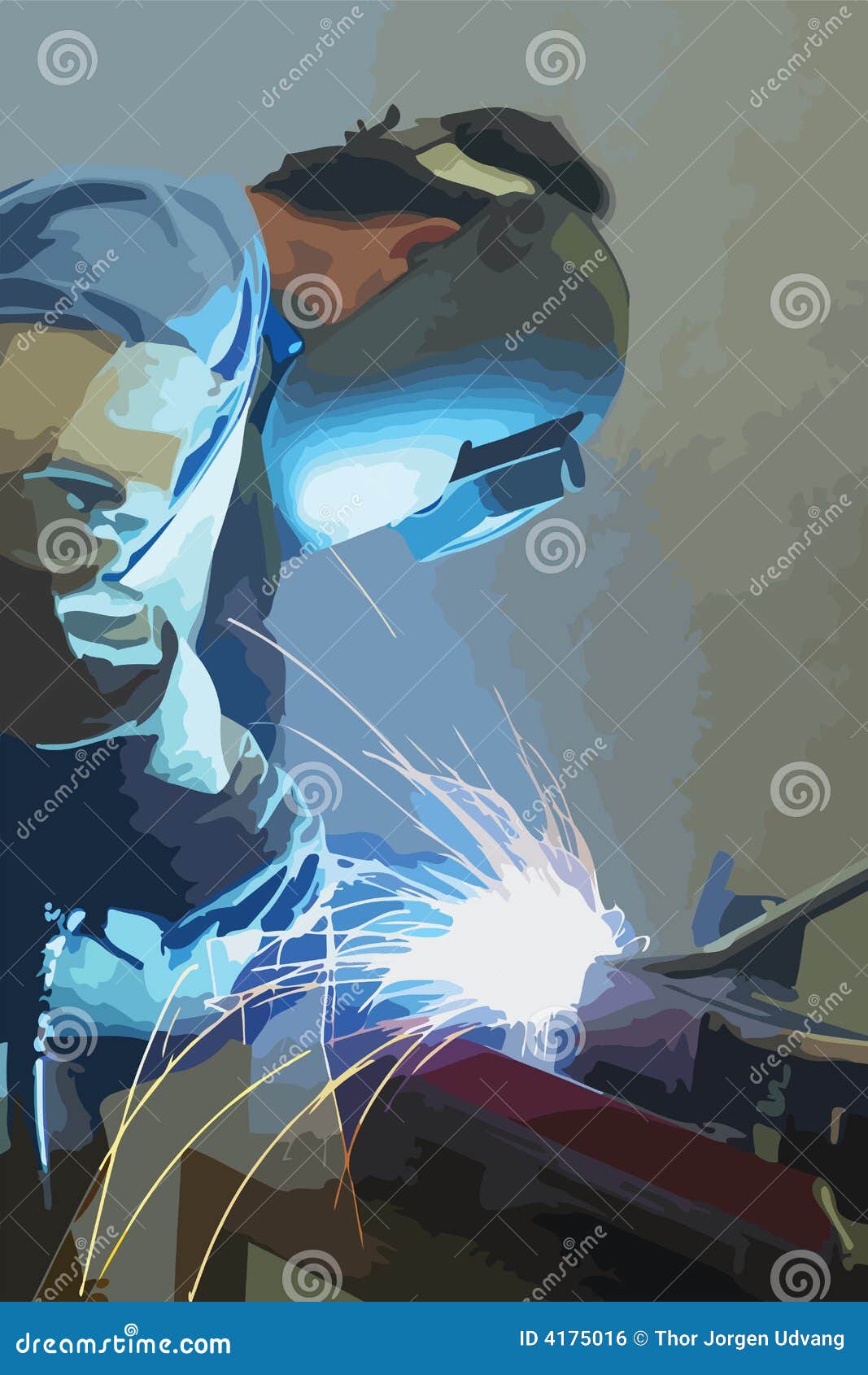 Lasser op het werk vector illustratie. Illustration of industrie - 4175016